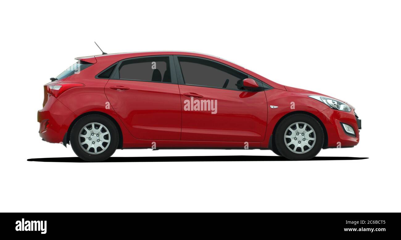red hatchback, red car Stock Photo - Alamy