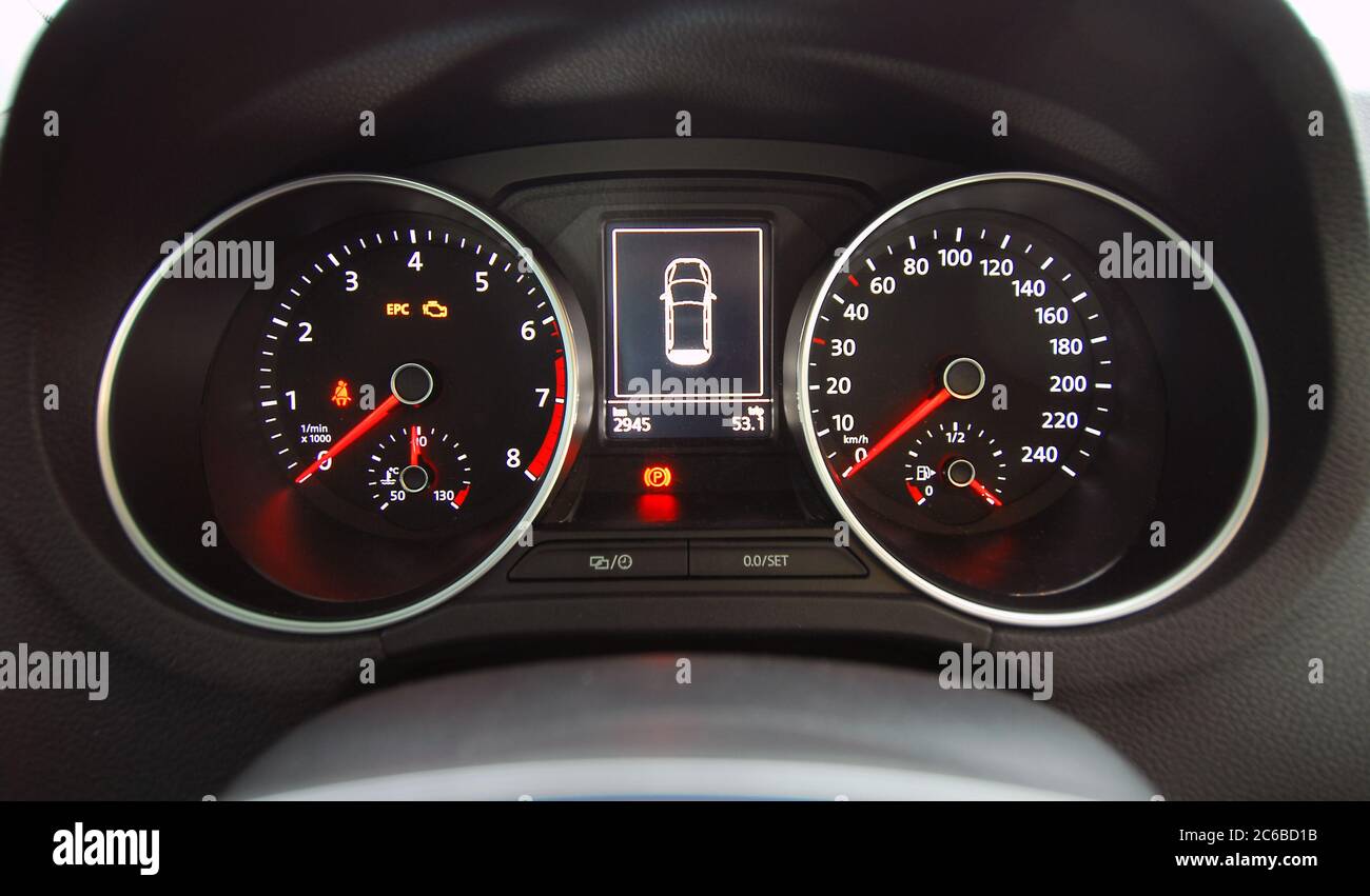 illuminated instrument panel with the passenger car Stock Photo - Alamy