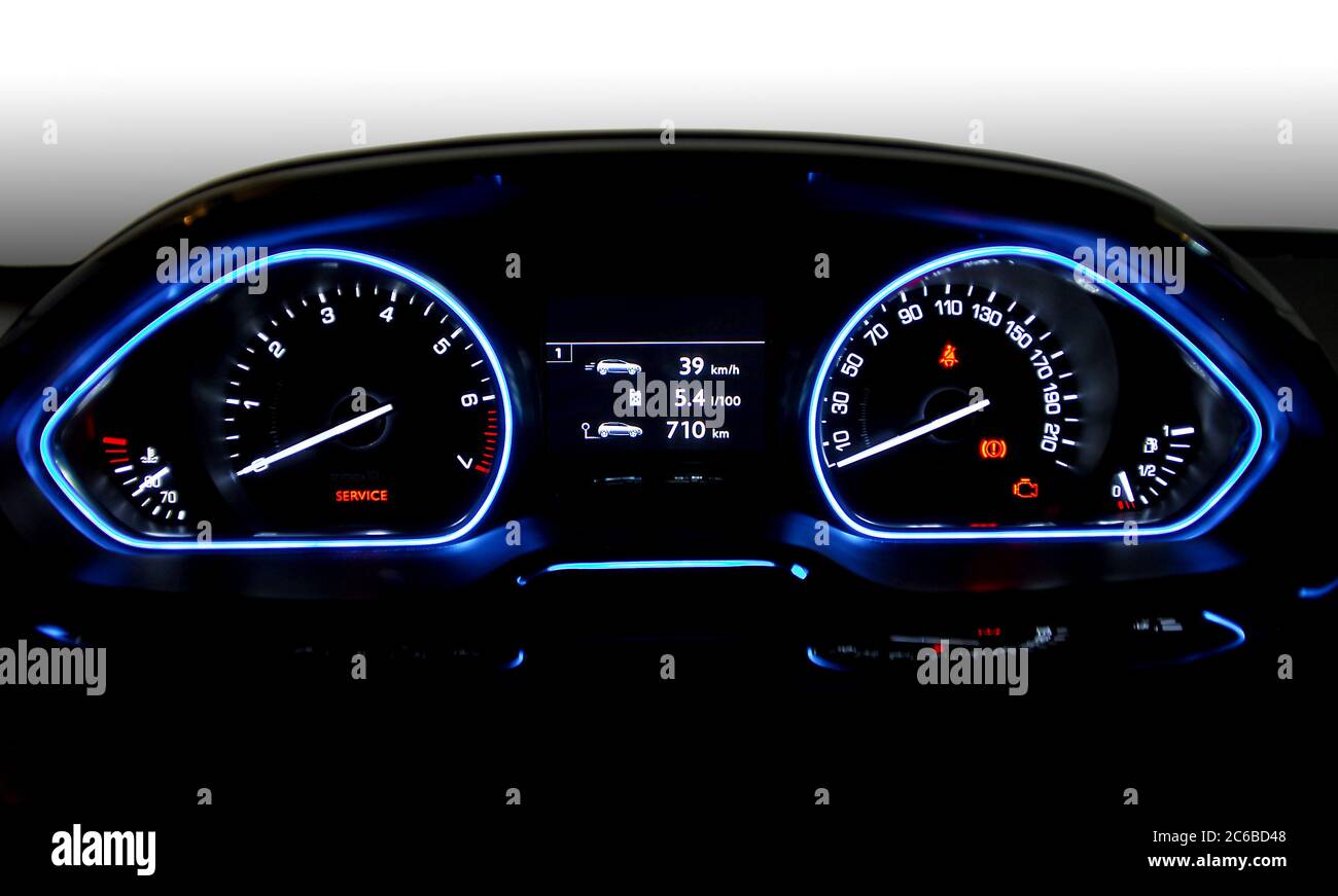 illuminated instrument panel with the passenger car Stock Photo - Alamy