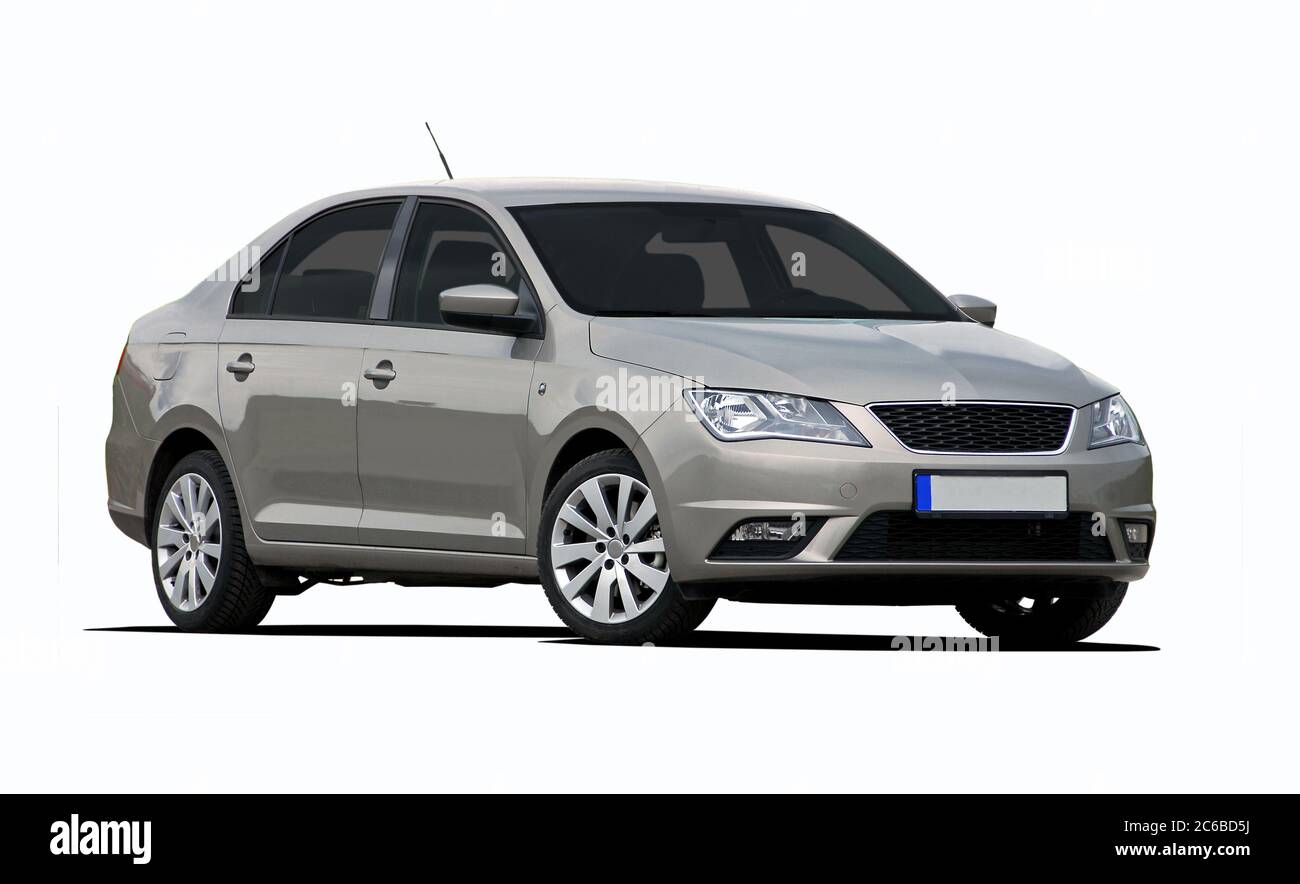 white sedan front view, passenger car, car on white background Stock ...