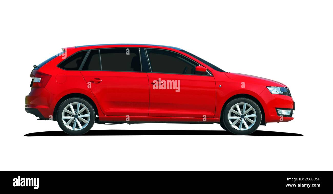 red hatchback, red car Stock Photo - Alamy