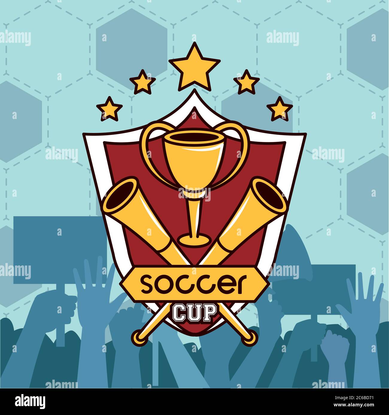 football soccer sport poster with trophy cup award vector illustration ...