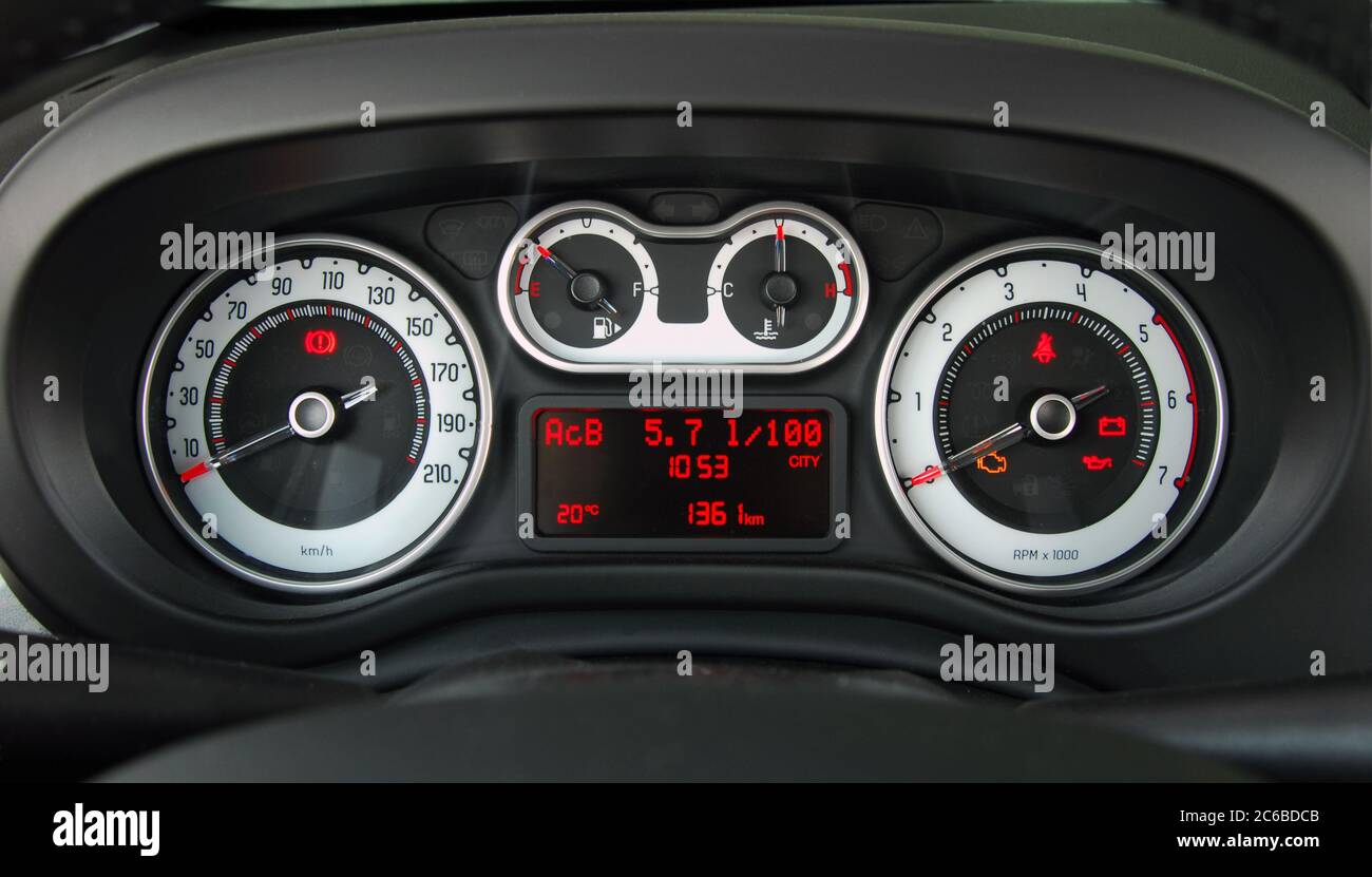 illuminated instrument panel with the passenger car Stock Photo - Alamy