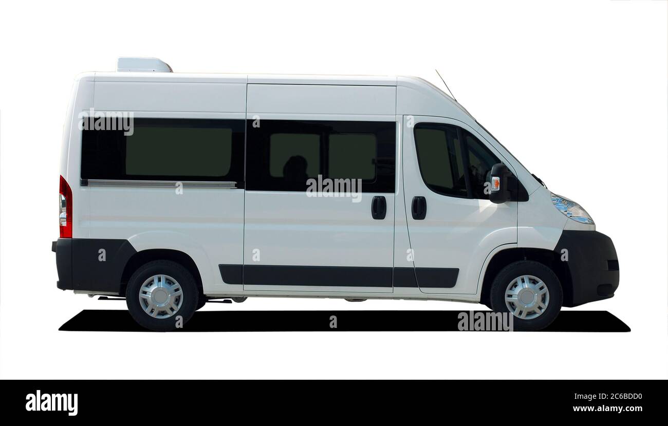minibus, white minibus on white background, white small brand new ...