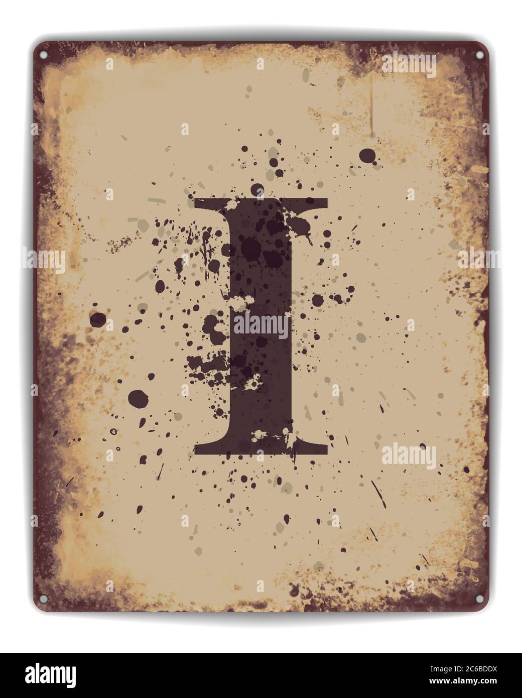 Retro tin plate style poster with capital letter I monogram. EPS10 ...
