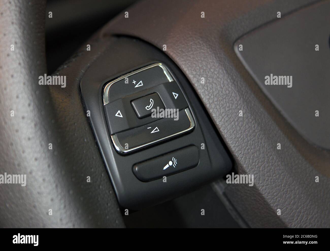 steering wheel button, detail on the steering wheel with controls ...