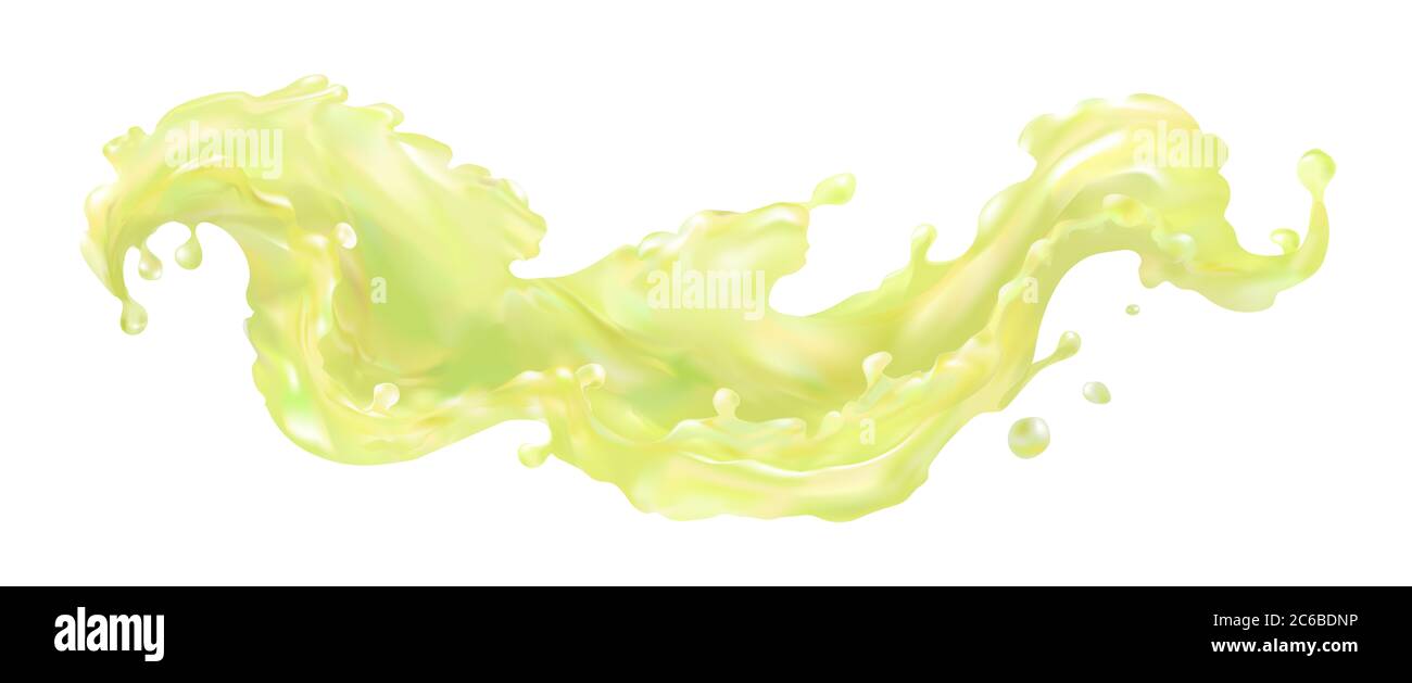 Lemon juice citrus splash wave 3D realistic illustration. Lemonade ...
