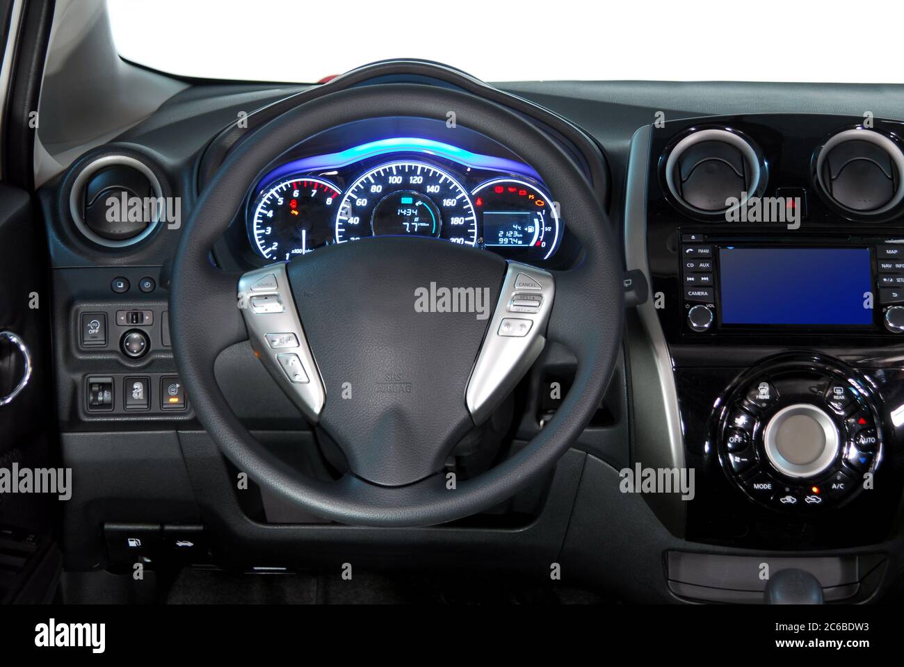 steering wheel in the new modern car Stock Photo - Alamy