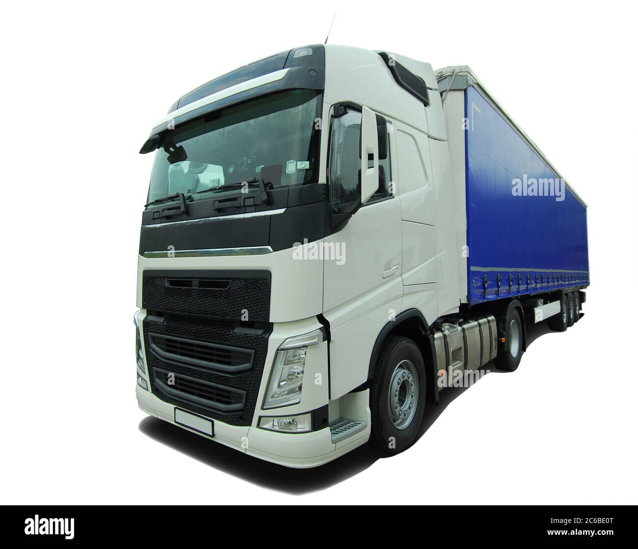 large truck with semi trailer, large truck with semi trailer on a white ...