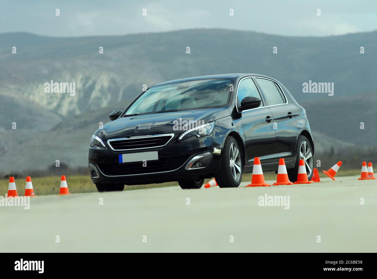 test drive a car at the test site with cones Stock Photo - Alamy