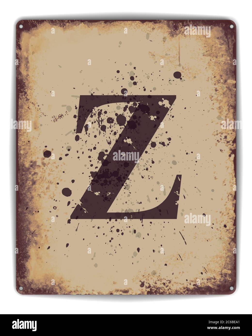 Retro tin plate style poster with capital letter Z monogram. EPS10 ...