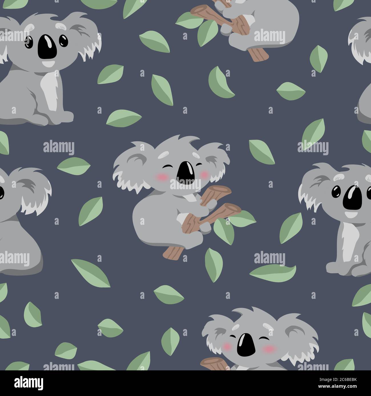 Seamless pattern cute australian flat style koala, kids illustration ...