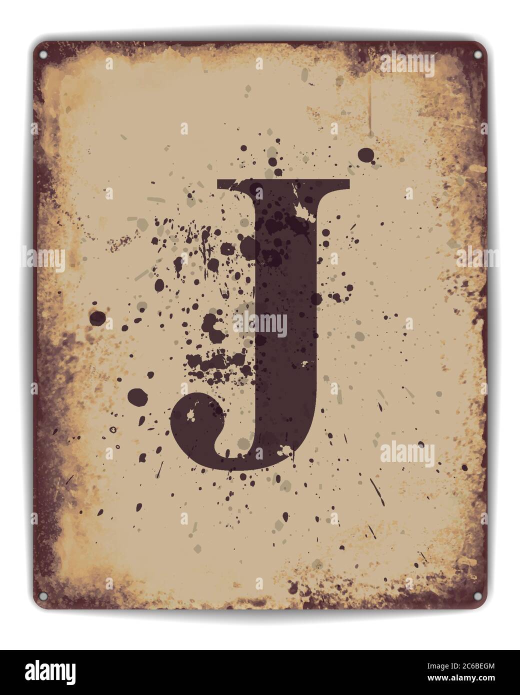 Retro tin plate style poster with capital letter J monogram. EPS10 ...