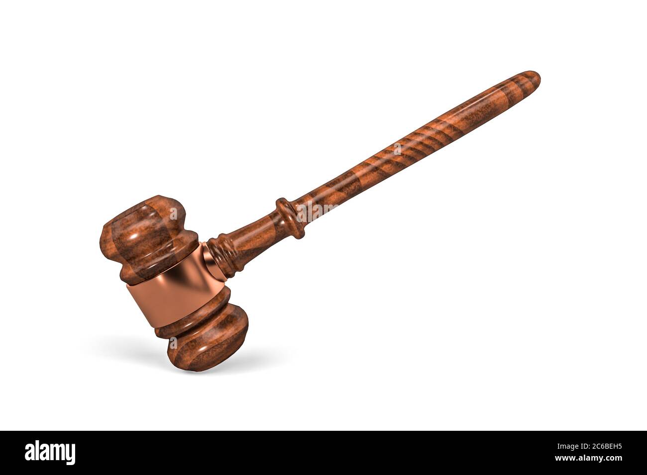 Wooden auction hammer isolated on white background - 3d render Stock ...