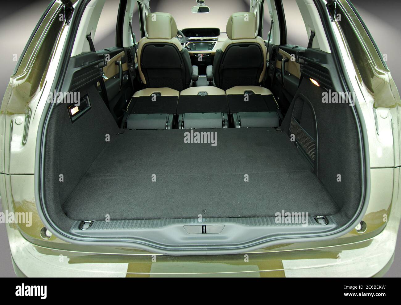 car trunk with rear seats folded Stock Photo - Alamy