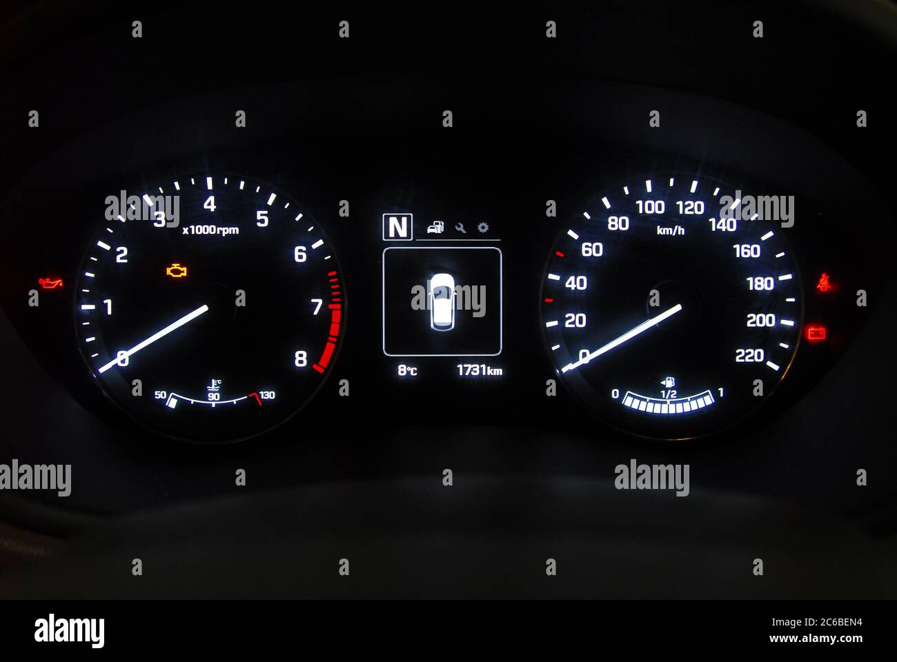 illuminated instrument panel with the passenger car Stock Photo - Alamy