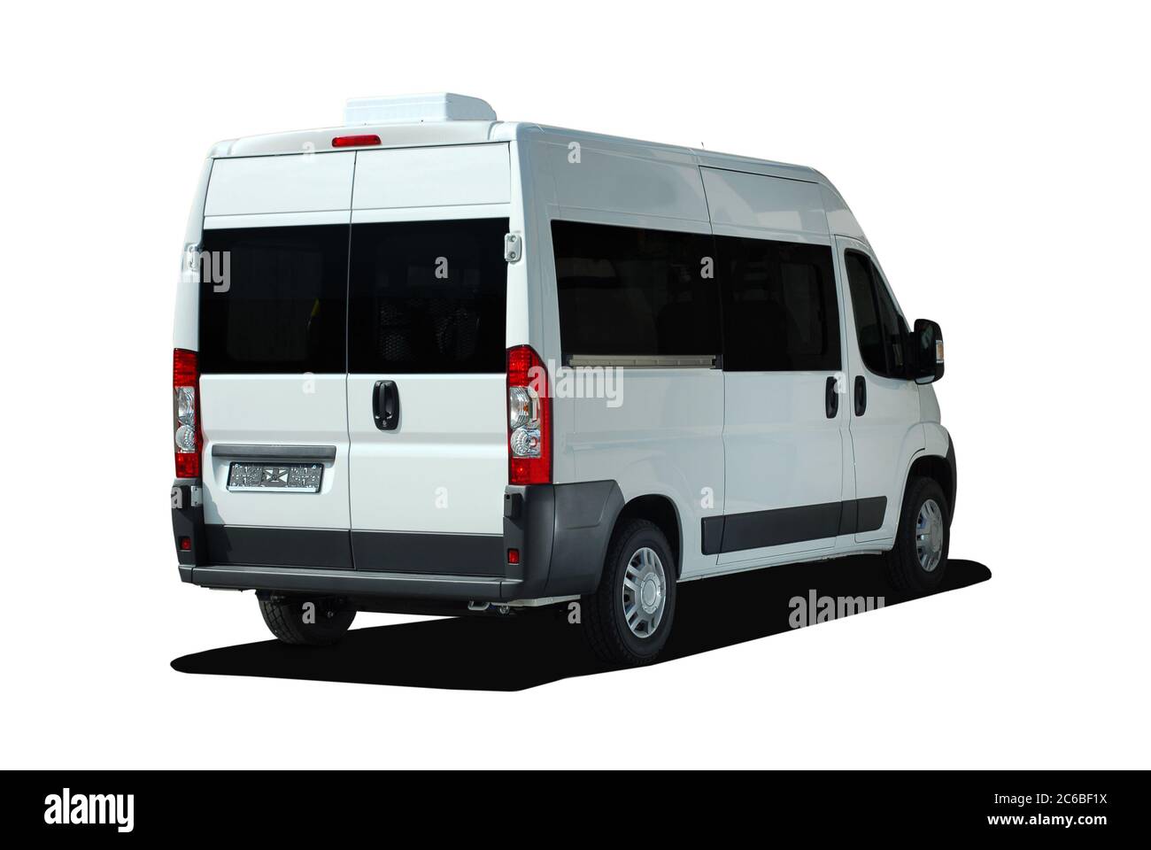 minibus back view, white minibus isolated over white Stock Photo - Alamy