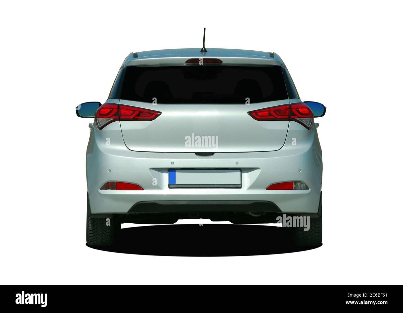 white car rear view, white hatchback on white background, rear view ...