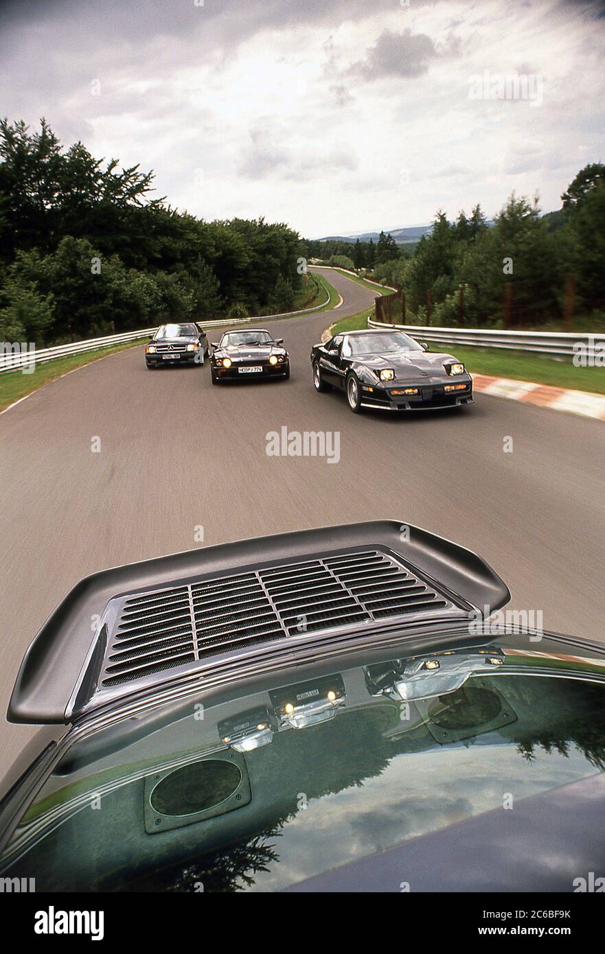 High Preformace car test on the Nurburgring Nordschlefe in 1988. Ruf ...