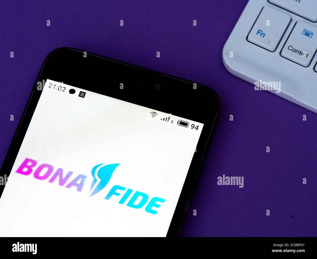 In this photo illustration an e-commerce Bona Fide logo is seen ...