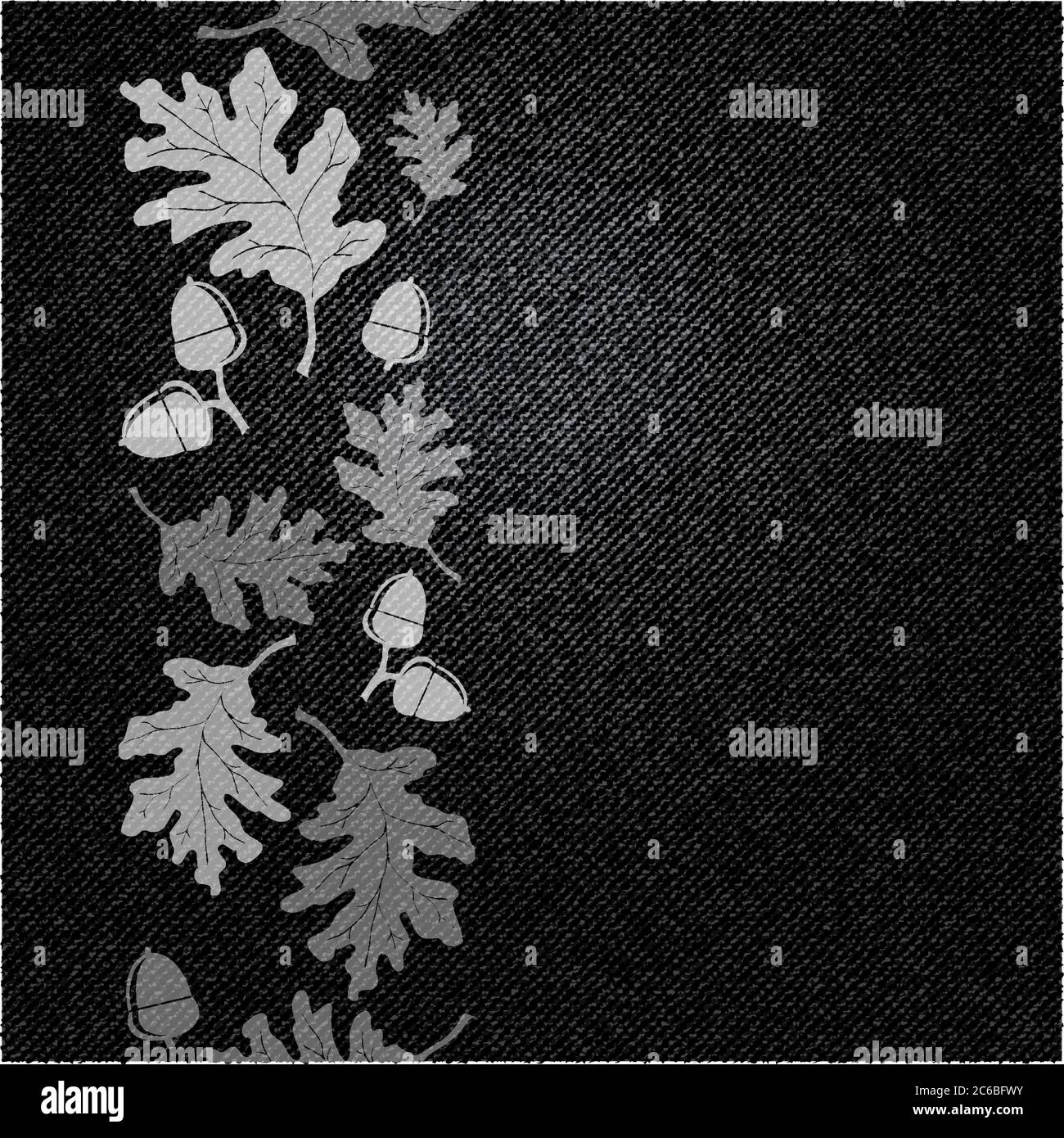 A background of black denim with an oak leaf and acorn motif. Space for ...
