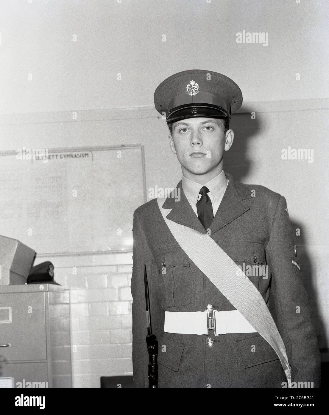 1960s, historical, a young male RAF Lance Corporal standing in his ...