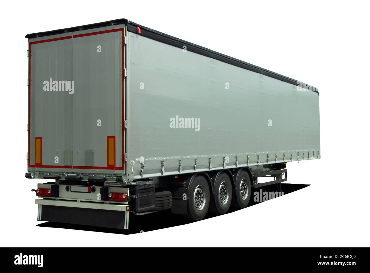 gray truck semi trailer on a white background Stock Photo - Alamy