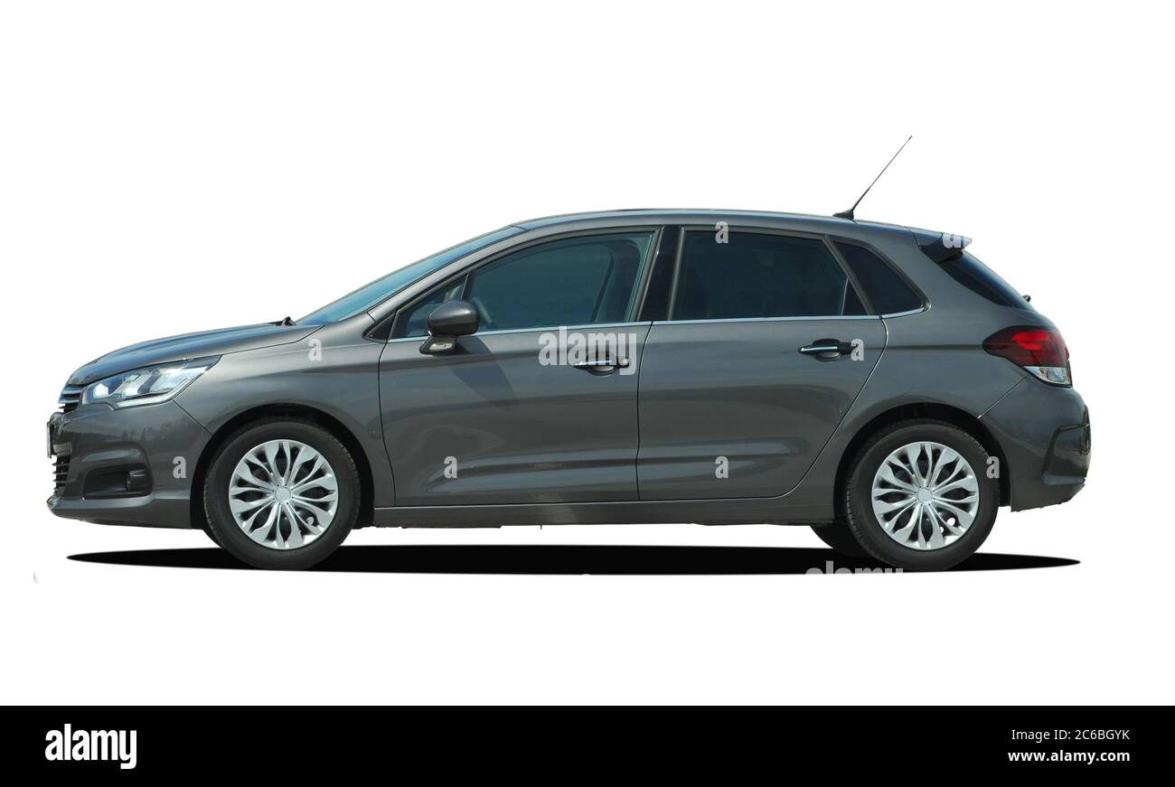 car side view, gray car on white background Stock Photo - Alamy