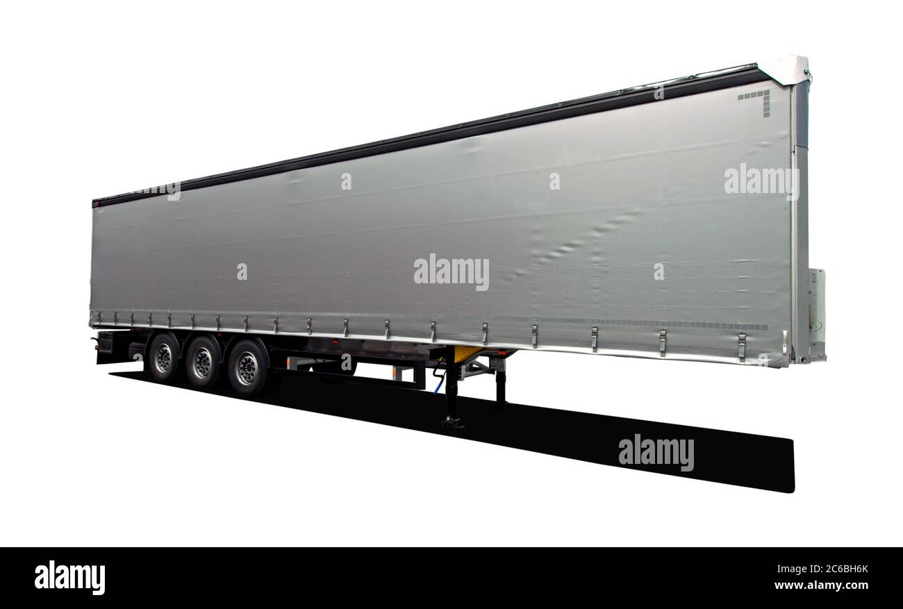 gray semi trailer on a white background Stock Photo - Alamy