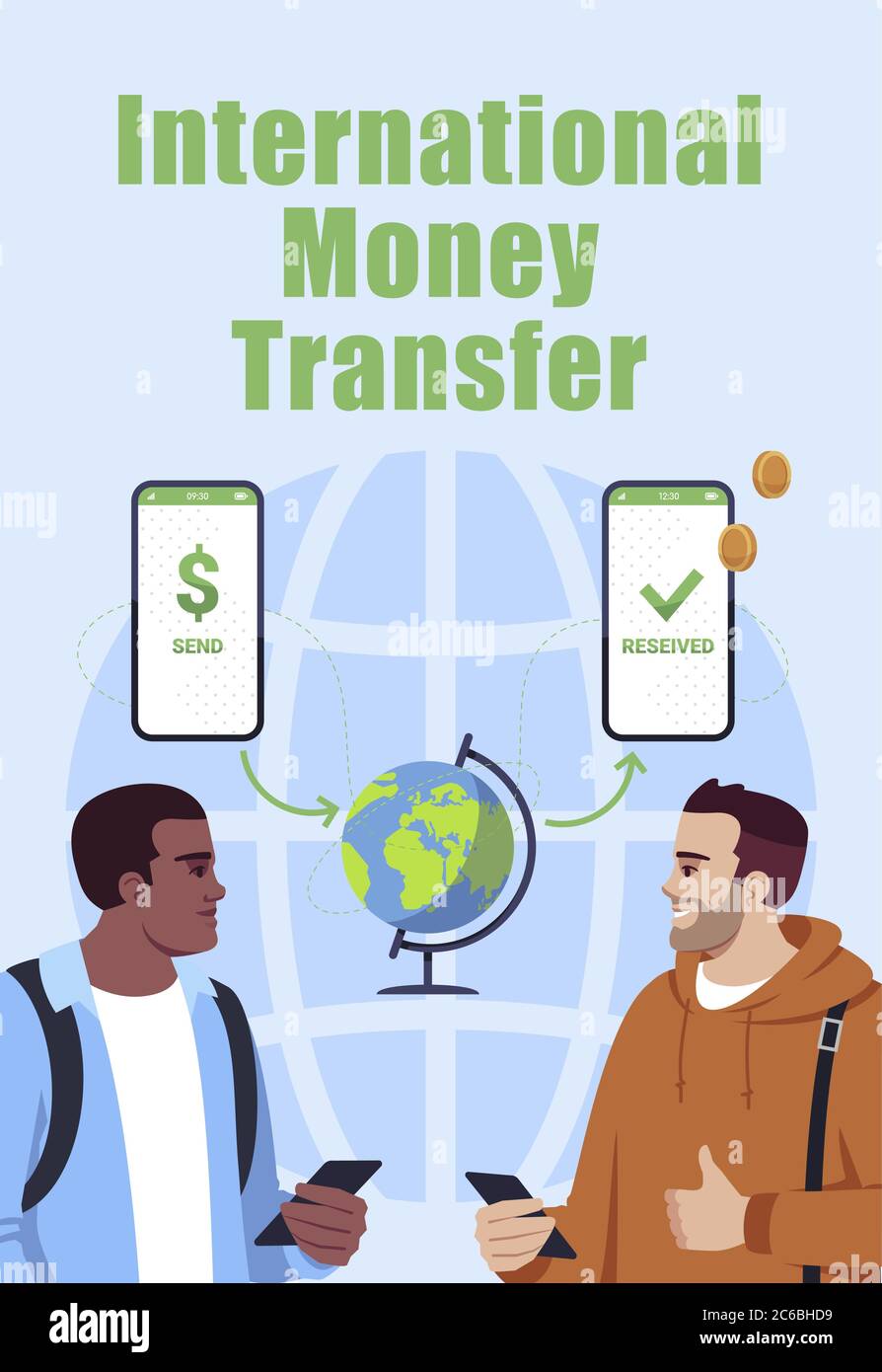 International money transfer poster template. Global financial ...