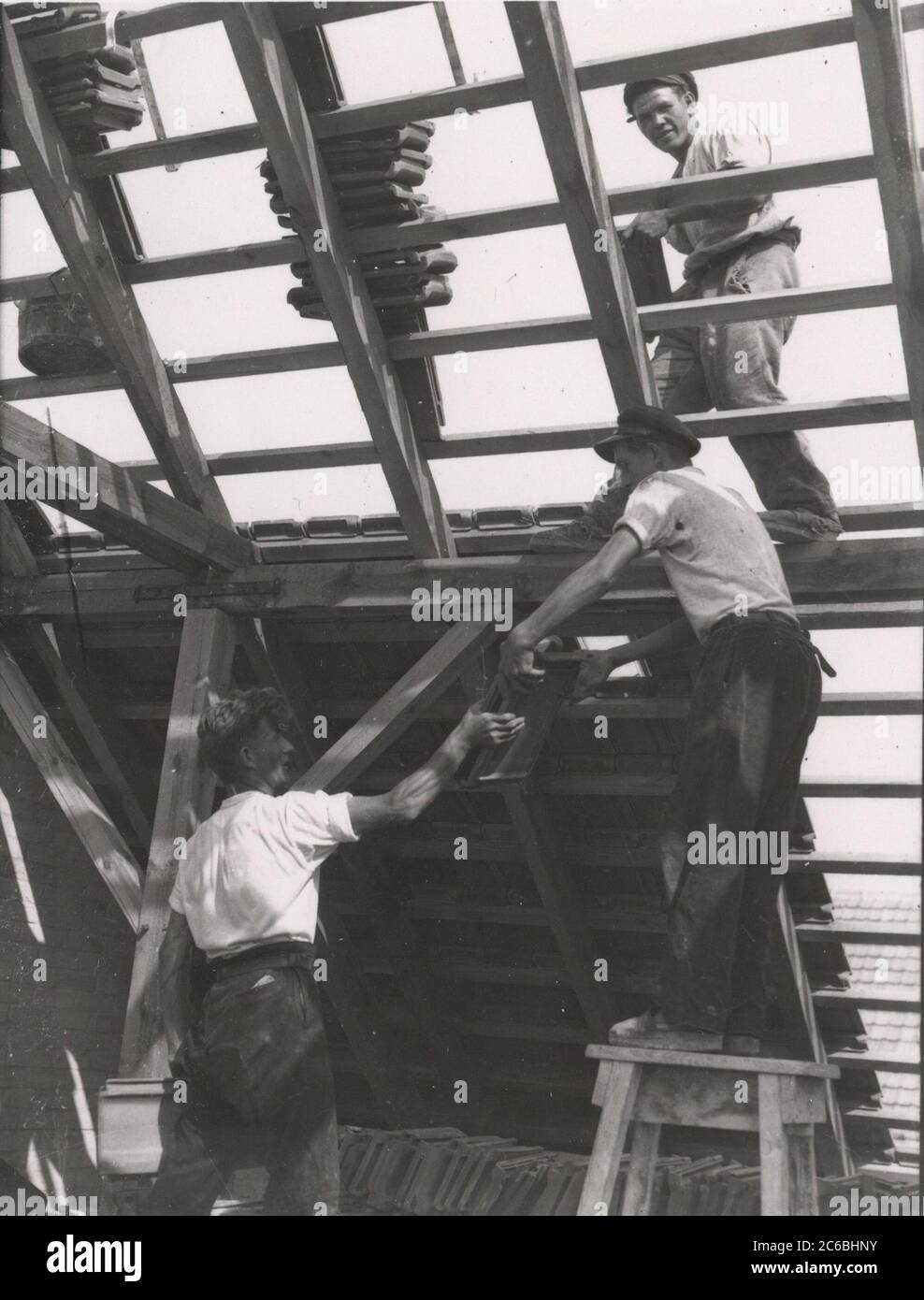 Construction site of a settlement for war victims reportage Heinrich ...