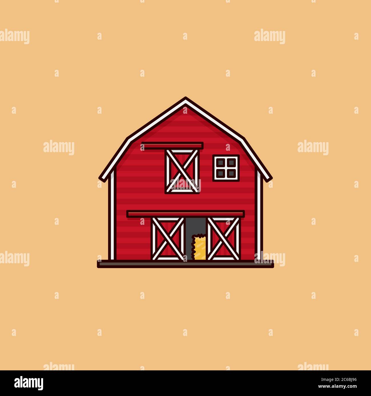 Traditional American red barn vector illustration for Barn Day on July ...