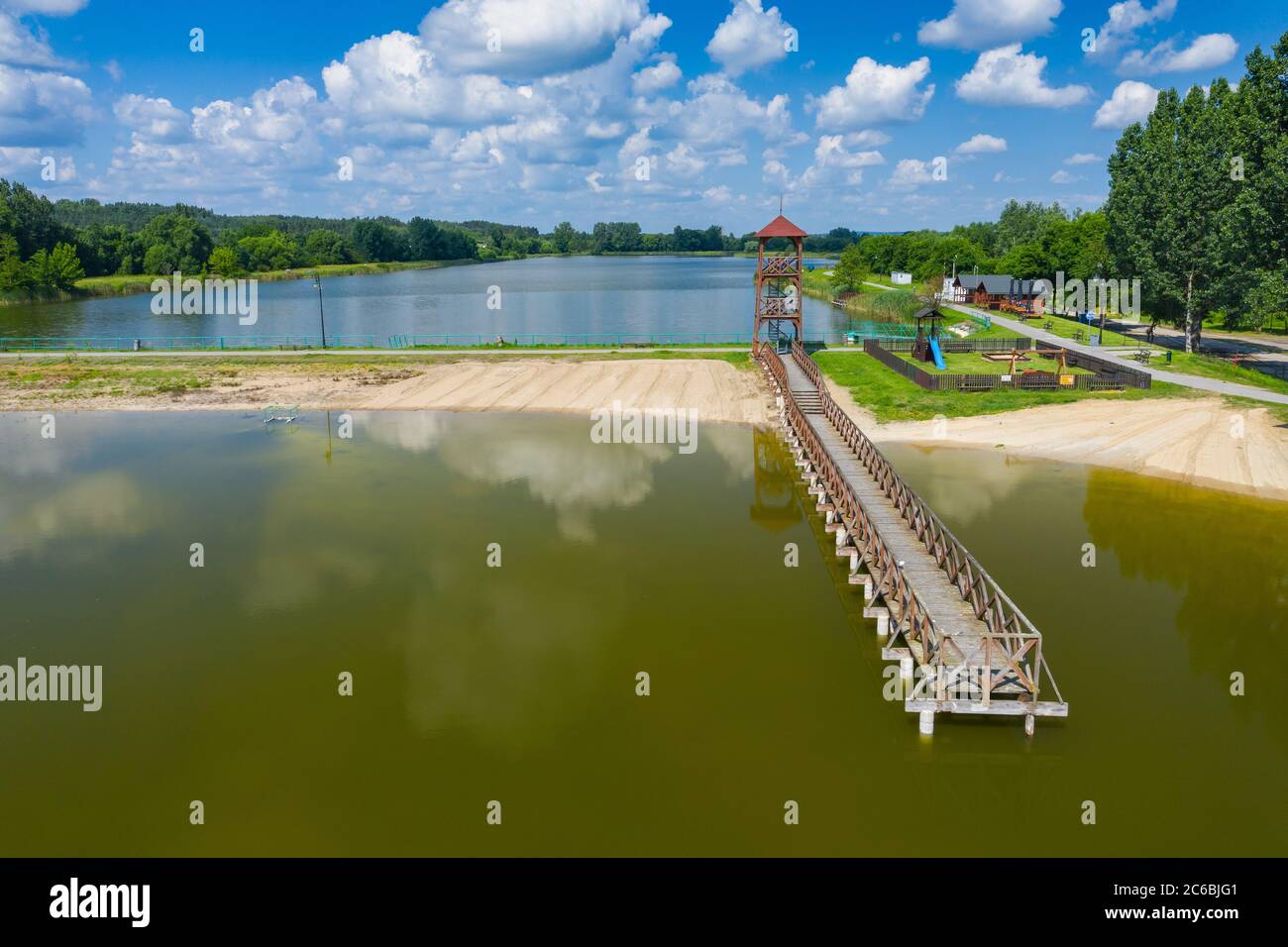 Aerial view above wooden dock hi-res stock photography and images - Alamy