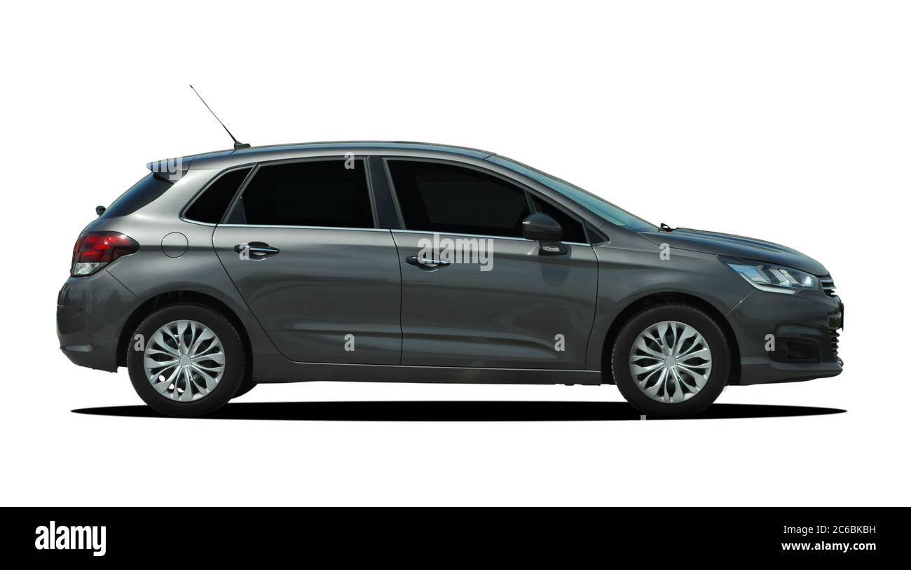 car side view, gray car on a white background Stock Photo - Alamy