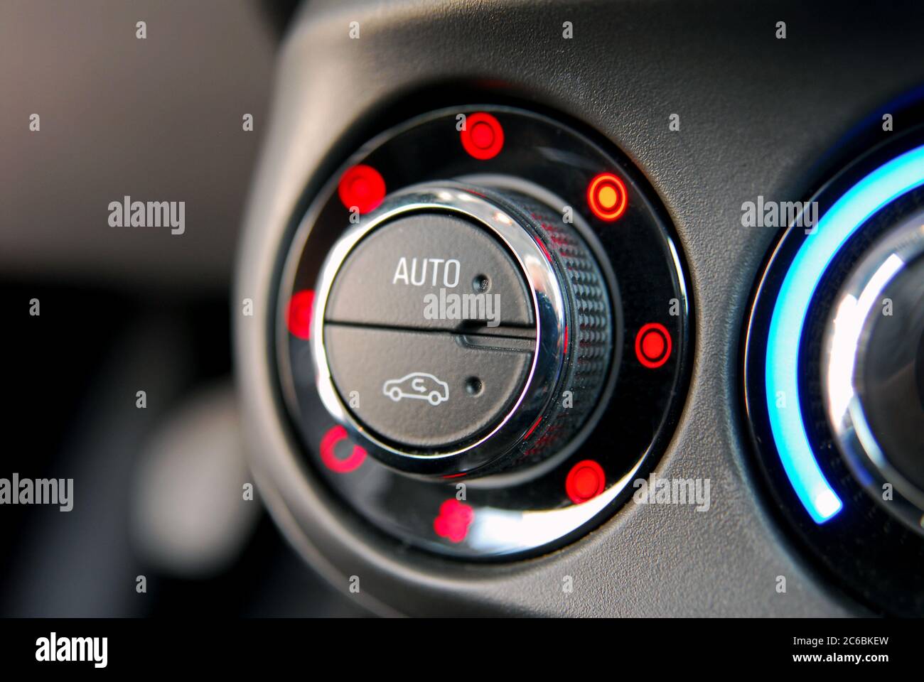 manual switches the air conditioning on the dashboard of the car Stock ...