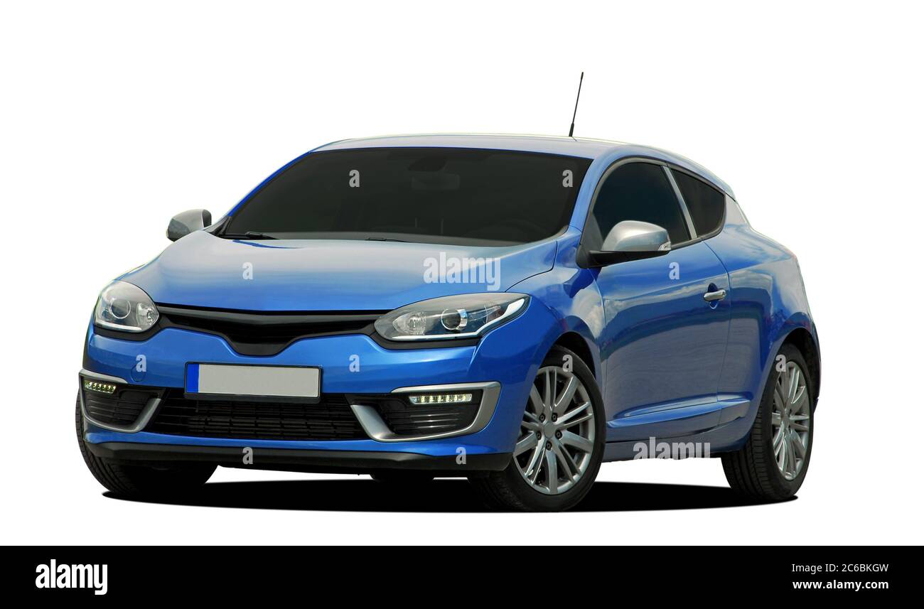 blue car, blue sports car on a white background Stock Photo - Alamy