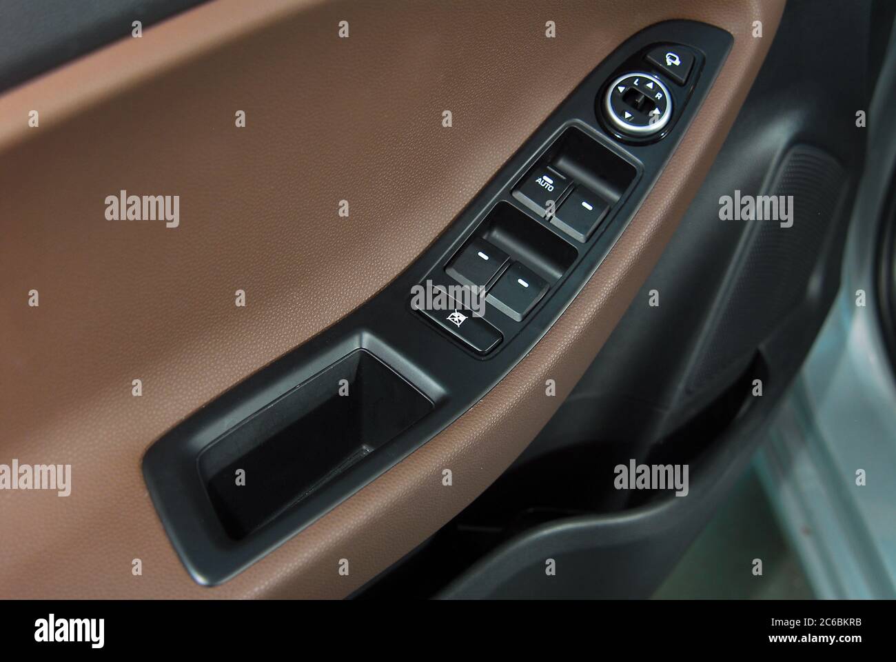 side mirror switch control and window button, car interior detail Stock ...