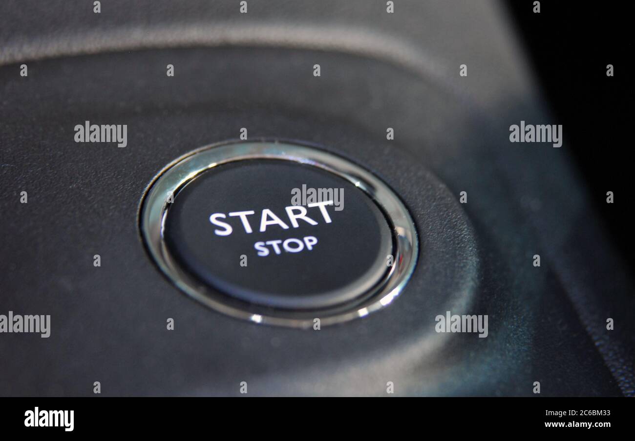 Start engine button, Start stop engine button on a modern car dashboard ...