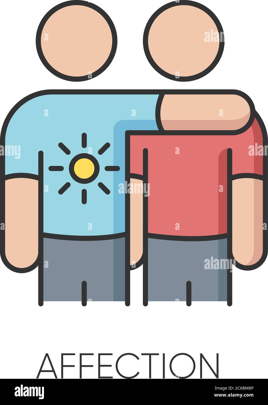 Affection RGB color icon. Emotional attachment, strong friendship ...