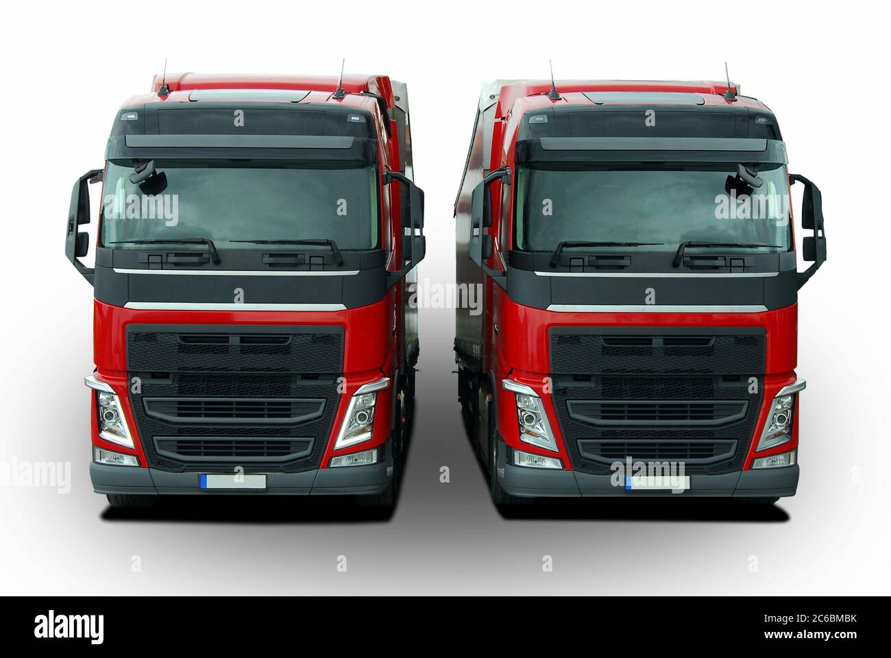 two truck with semi trailers, two large truck with semi trailer on a ...