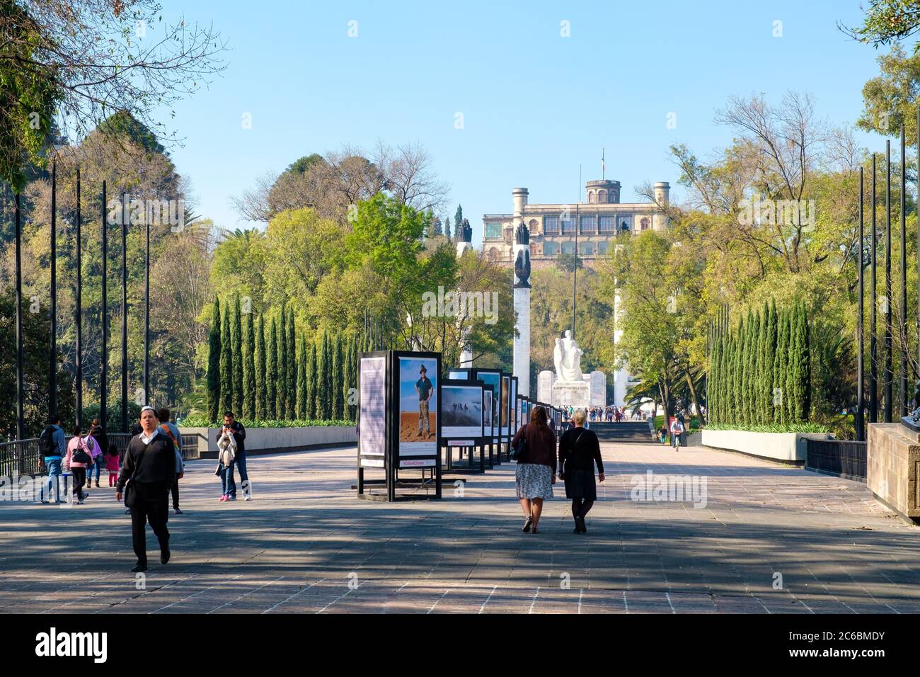Entrance of Chapultepec Park in Mexico City with the castle on the ...