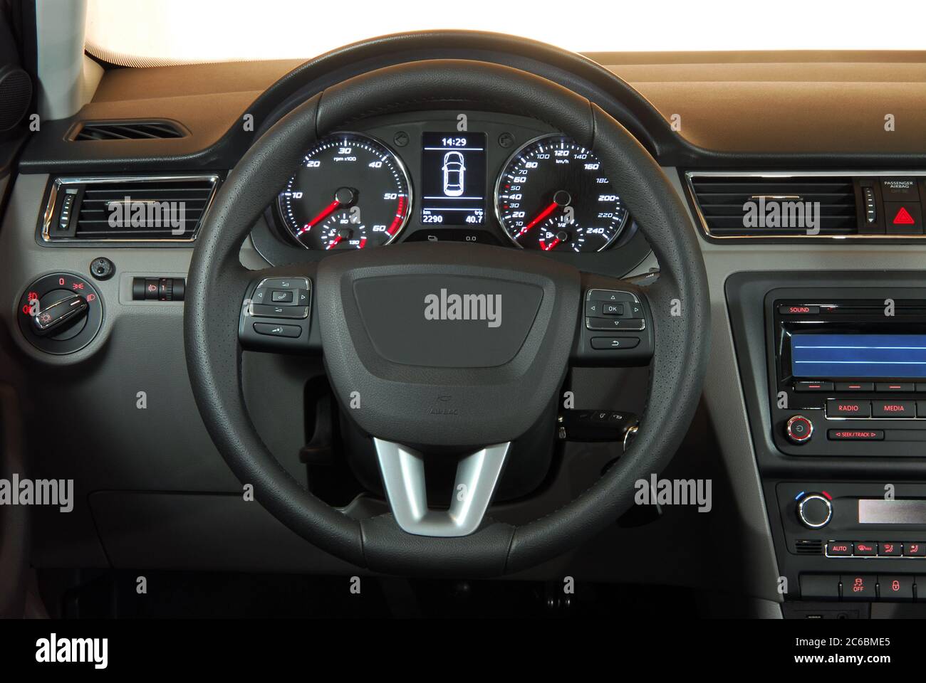steering wheel steering wheel in the new modern car Stock Photo - Alamy