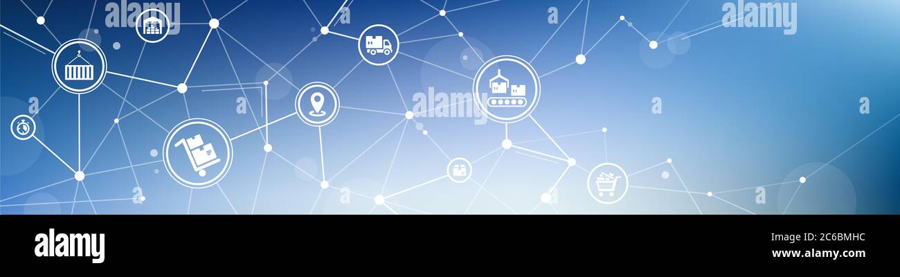logistic and supply chain vector illustration. Abstract blue background ...