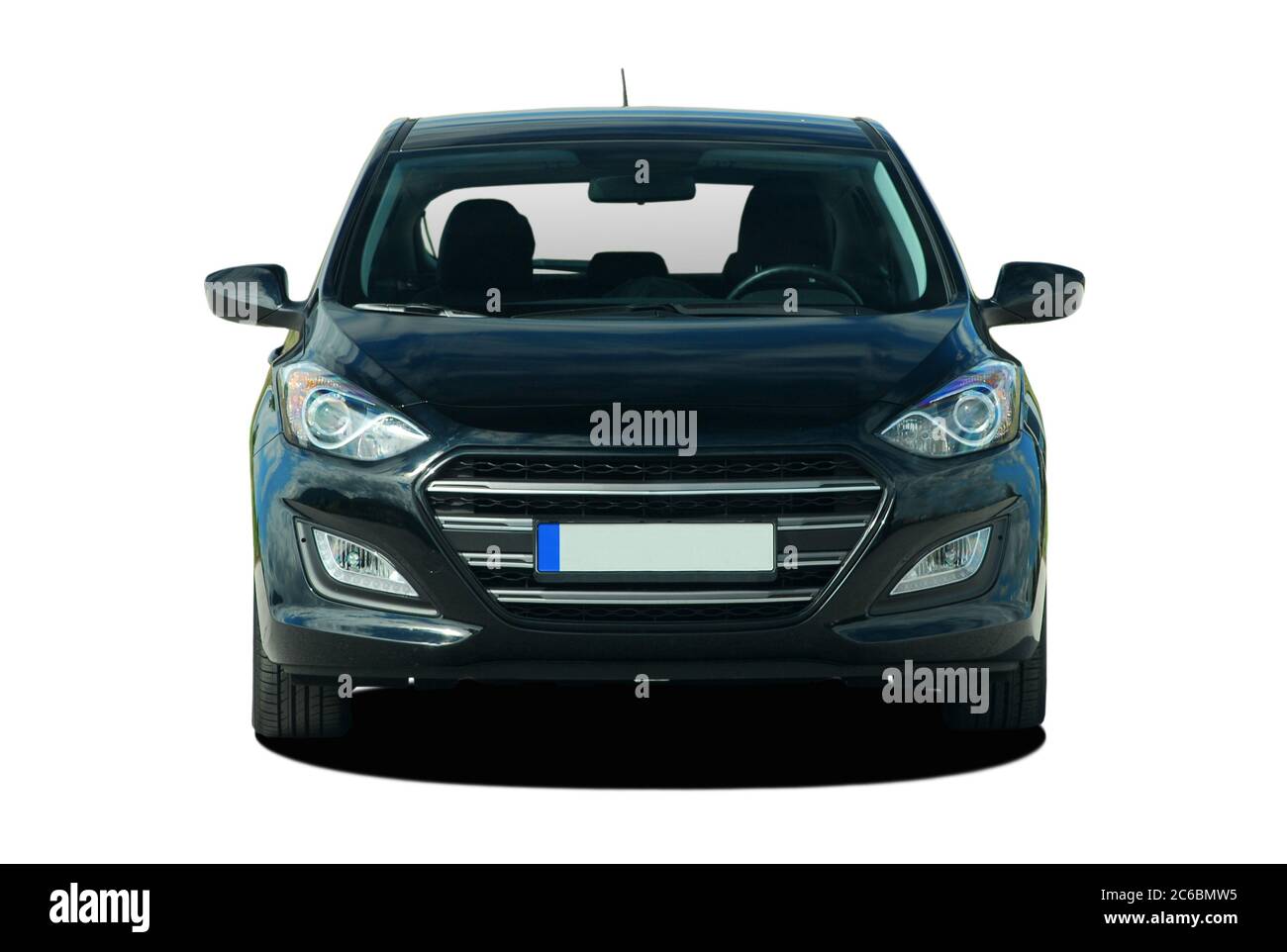 car front view, black hatchback on white background Stock Photo - Alamy