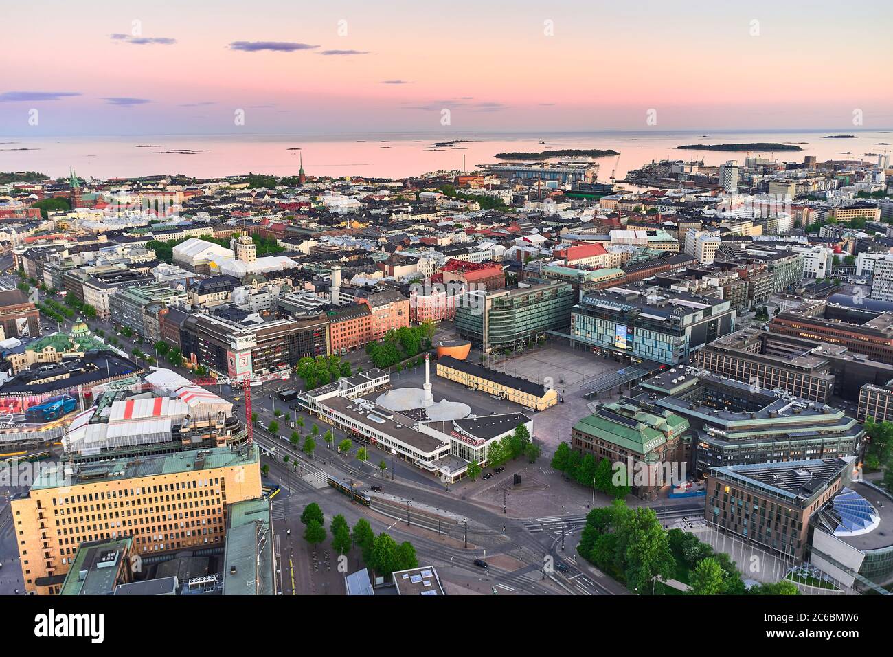 Helsinki, Finland - May 31, 2020: Aerial view of central Helsinki. View ...
