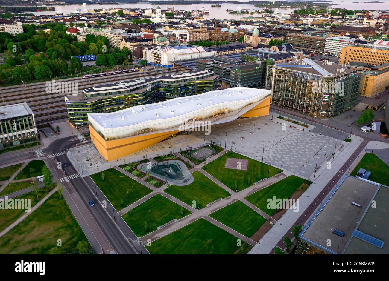 Helsinki, Finland - May 31, 2020: Aerial view of the brand new library ...