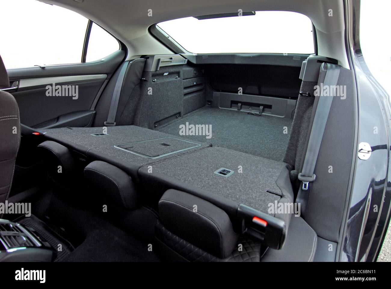 car trunk from inside, car trunk with rear seats folded Stock Photo - Alamy