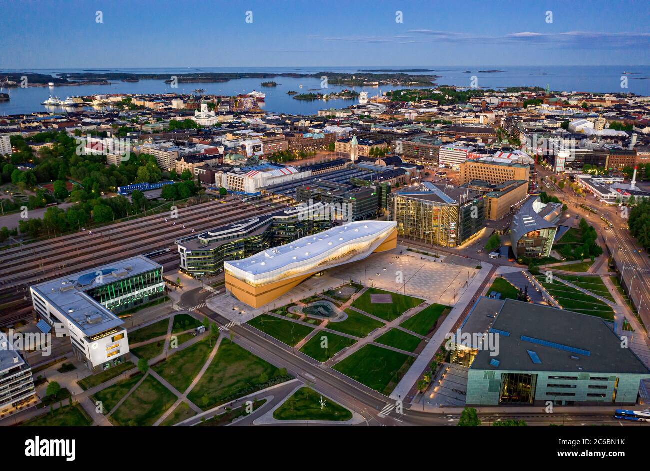 Helsinki, Finland - May 31, 2020: Aerial view of the brand new library ...
