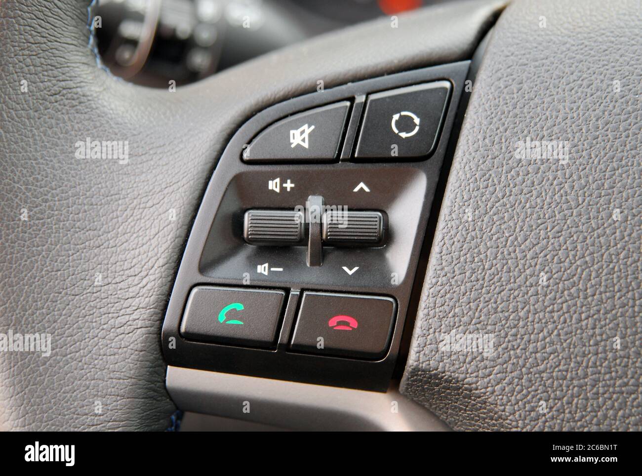 steering wheel button, detail on the steering wheel with controls Stock ...