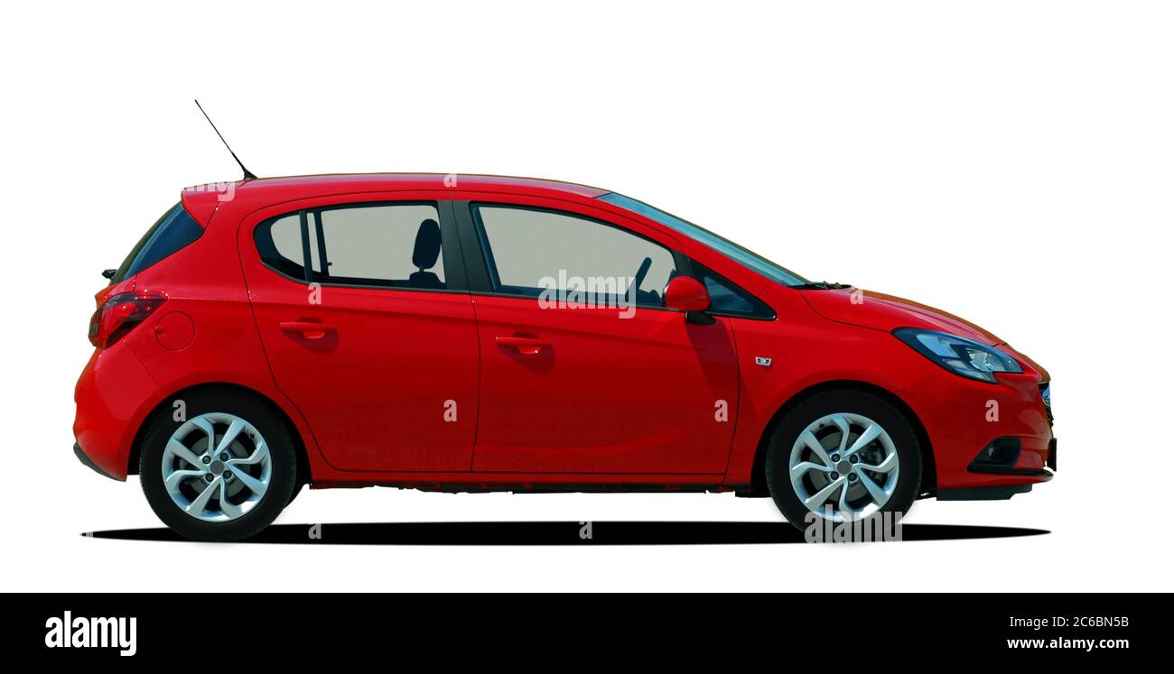 red car, red car side view, red car on white background Stock Photo - Alamy